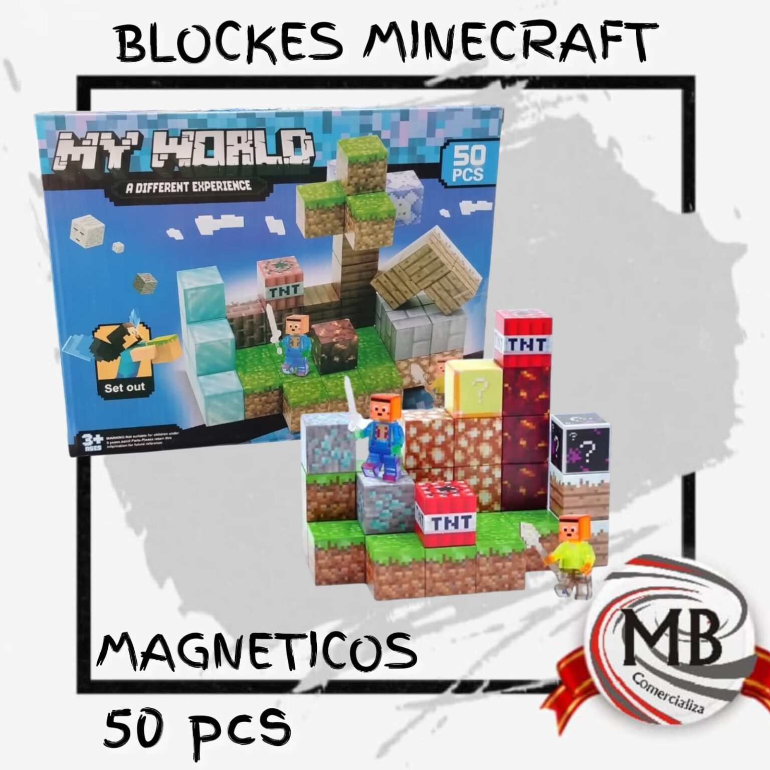 CUBOS-BLOCKES MINECRAFT MAGNETICOS X 50 PCS EN CAJA – MB Comercializa