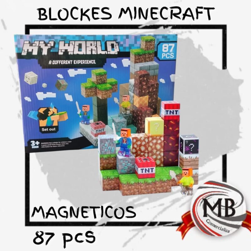 CUBOS-BLOCKES MINECRAFT MAGNETICOS X 87 PCS EN CAJA – MB Comercializa